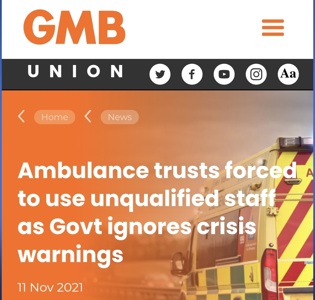 Ambulance trusts forced to use unqualified staff | GMB Branch of the ...